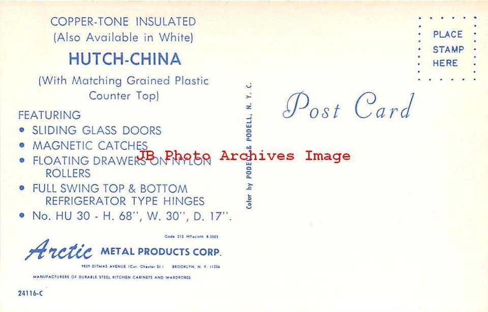 Advertising Postcard, Arctic Metal Products, Hutch-China Promo ...