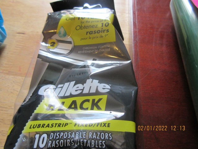 Gillette Black Lubrastrip Fixed Disposable Razors Chromium Coating 30 ...