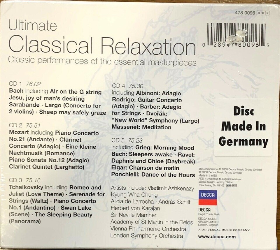 Ultimate Classical Relaxation: The Essential Masterpieces (Decca 5 CD ...