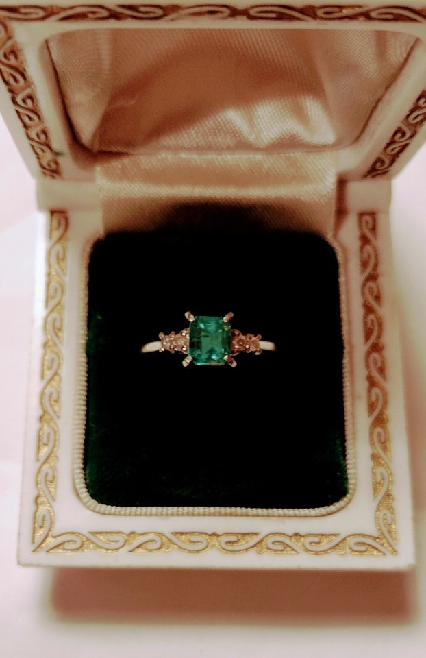 Nice Emerald And Diamond Ring .90 ct. Emerald, nice cut! Platinum!! | eBay
