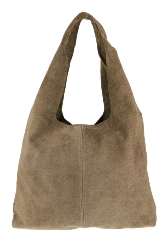 Genuine Suede Leather Tote Plain Open Shoulder Bag Slouch Large Handbag ...