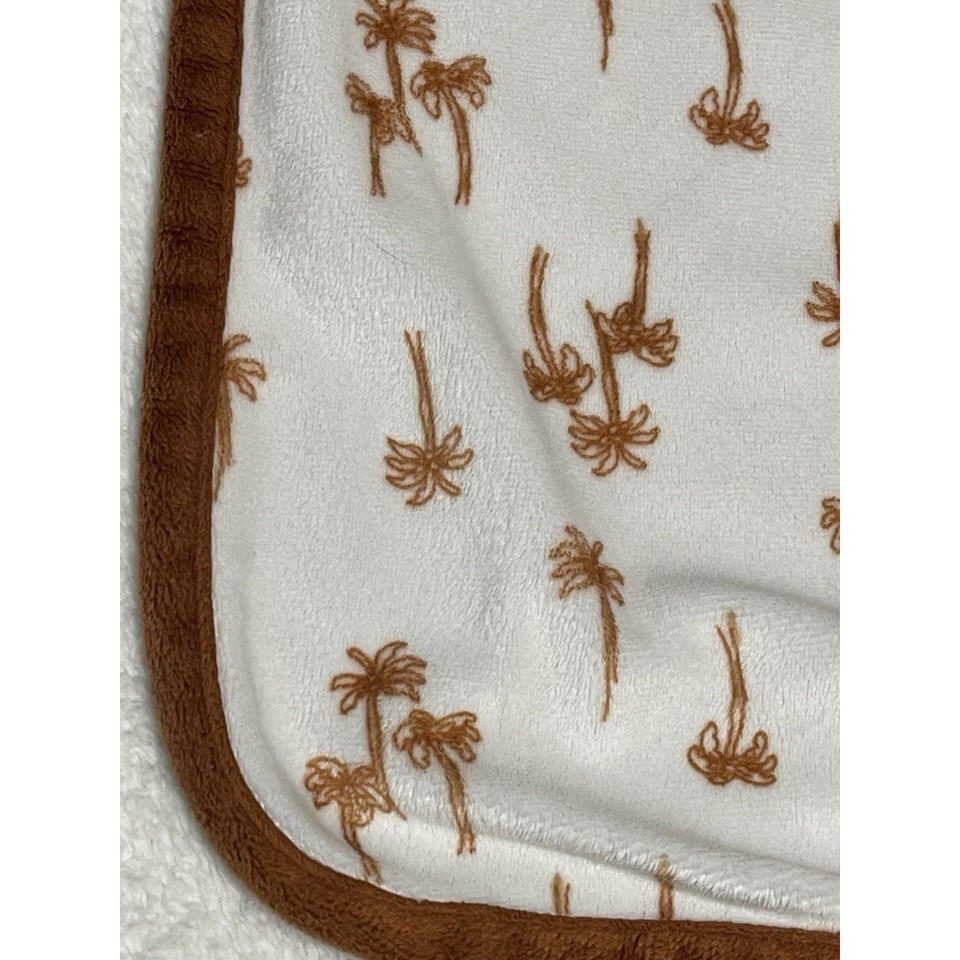 Modern Moments Palm Tree Blanket Baby Velour Waffle Weave Fleece Cream ...
