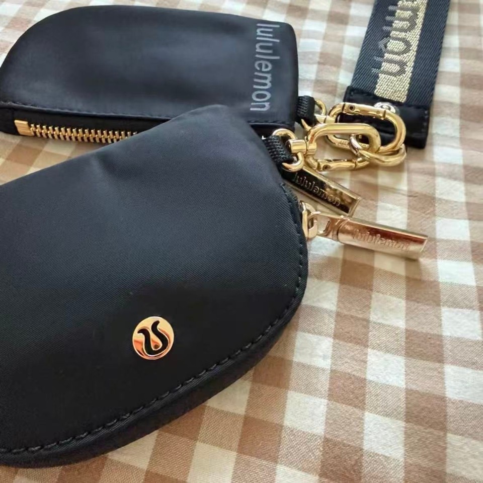 Key Bag Wallet Buckle Bag Dual Pouch Wristlet Black/Gold | eBay