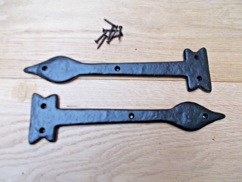 1 Pair BLACK ANTIQUE GOTHIC TUDOR CAST IRON DUMMY FALSE HINGE FRONTS | eBay