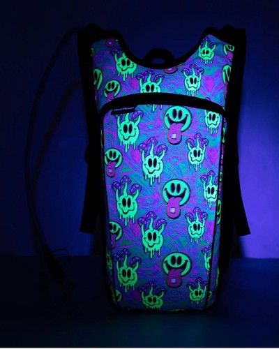 Iheartraves Tripp Out UV Reactive Hydration Pack with Back Pocket for ...