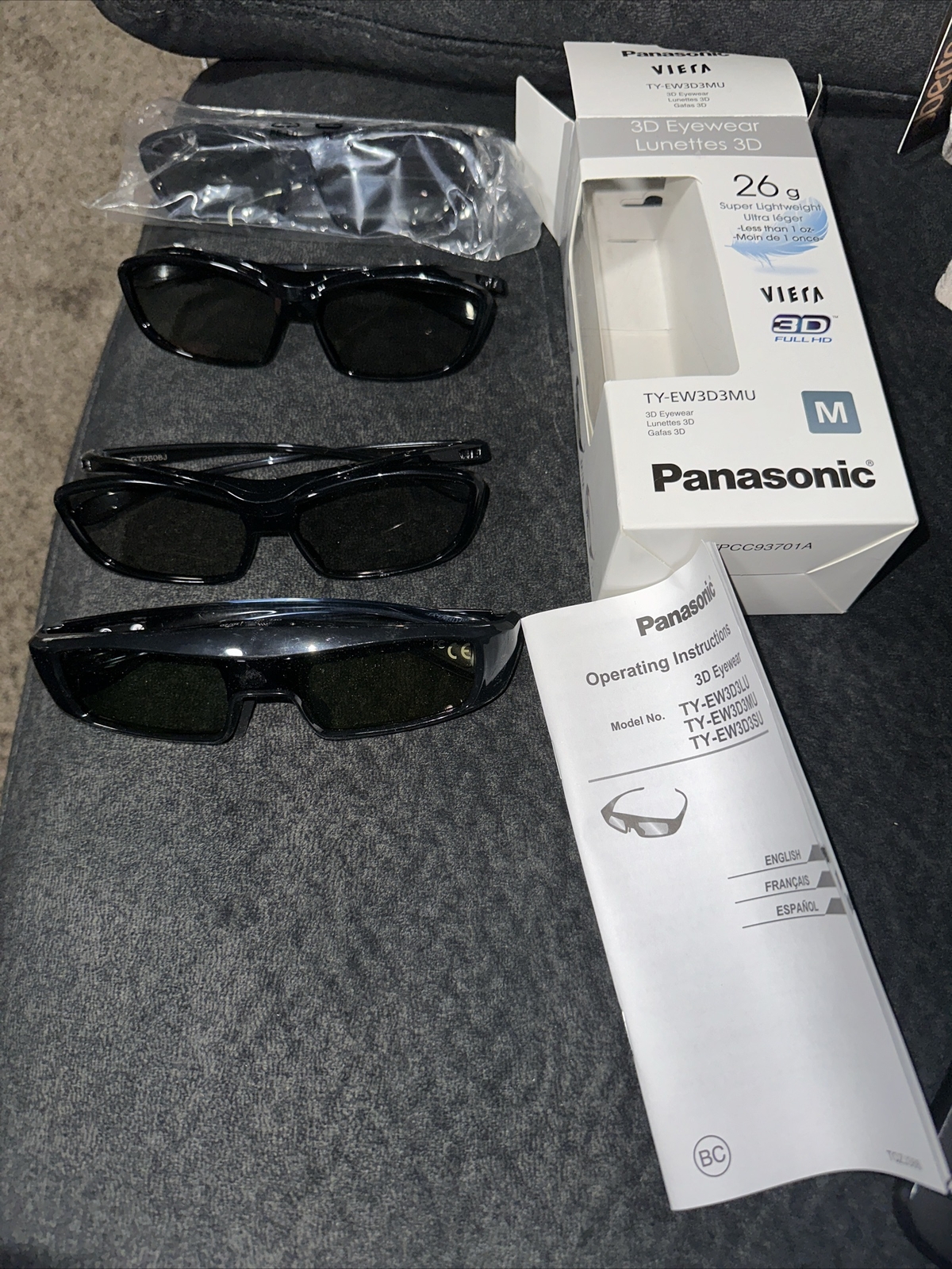 1 Panasonic Viera 3D TV Glasses TY-EW3D3MU Size MED &3 Pair TY-EP3D10 ...