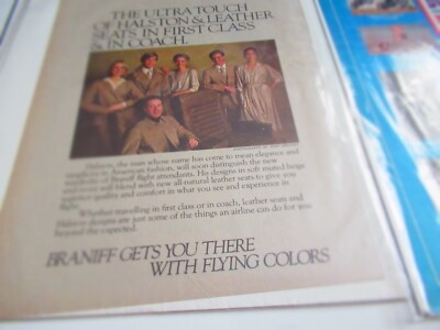 1977 Braniff International AIRLINE print ad ULTRA TOUCH of HALSTON ...