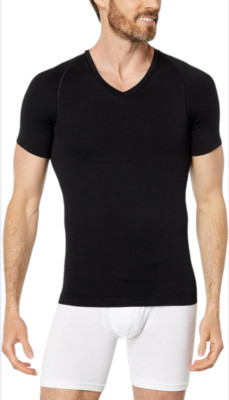 Spanx Men's Zoned Performance Compression V- Neck Shirt Black | eBay