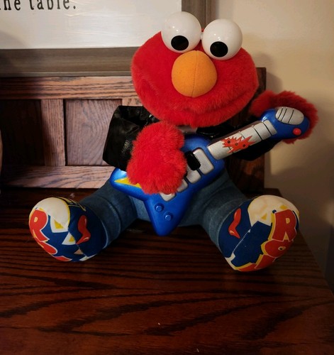 Rock and Roll Elmo with Guitar Plush Doll Toy 1997 Sings & Shakes ...