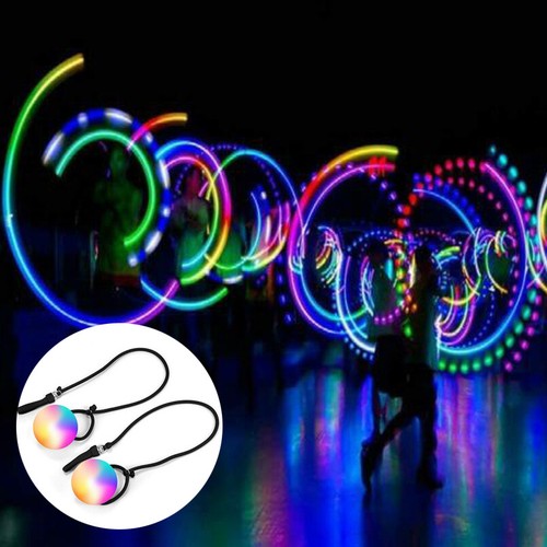 1 Pair LED Poi Balls Multi Coloured Light up Ball Belly Dance Party ...