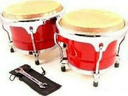 BONGOS 8"and 9" inch Red Wood Dual Drum Set World Latin Percussion ...
