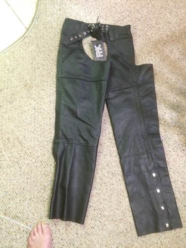 First MFG Unisex Deep Pocket Leather Motorcycle Biker Chaps FMM830BM ...