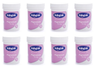8 x VALUPAK Magnesium 187.5mg Tablets (30 pack) **only £3.62/unit ...