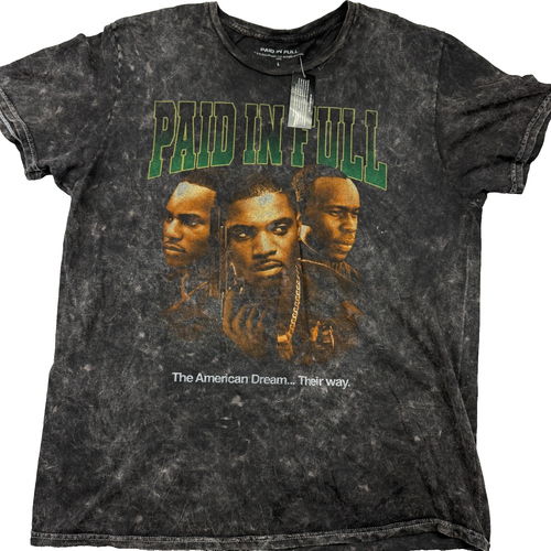 Paid In Full T-Shirt Men's Large Black Graphic Print Logo Crew Neck ...