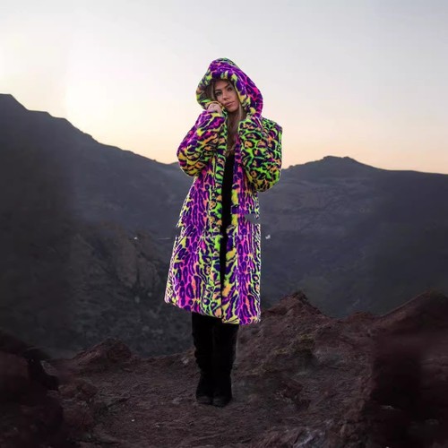 Fur Neon Leopard Print Furry Coat | eBay
