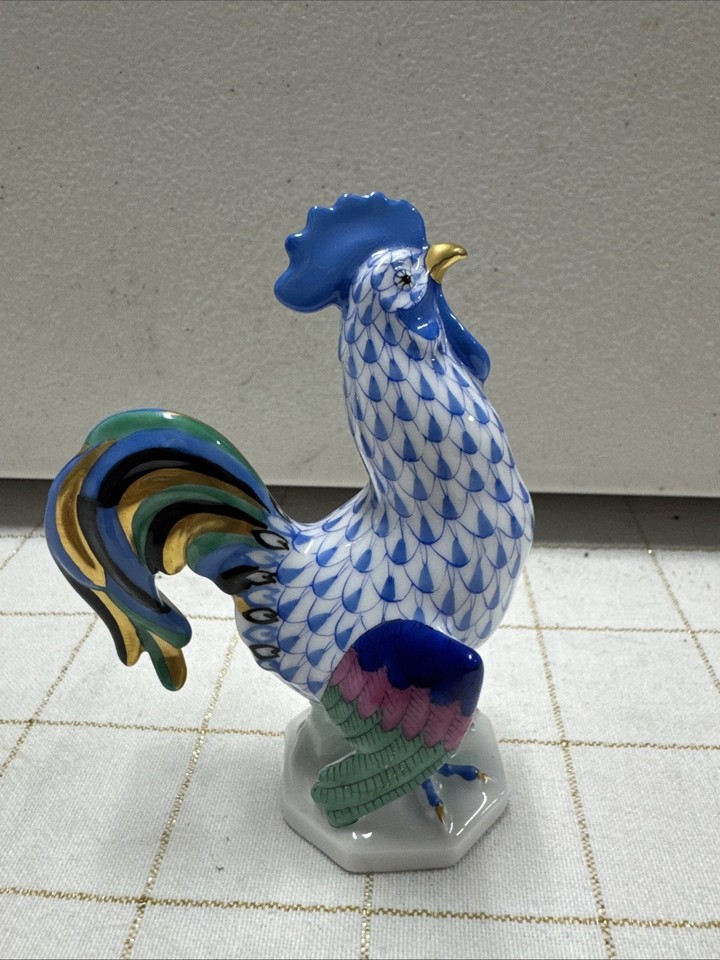 ROOSTER COCKY Blue Fishnet Herend Hungary 4.25" 5014/VHB-15-E98 | eBay