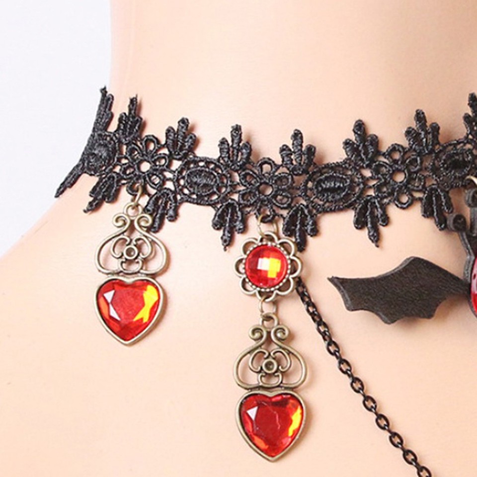 Festival Creative Necklace Vintage Bat Shaped Neck Chain Lace Neck ...