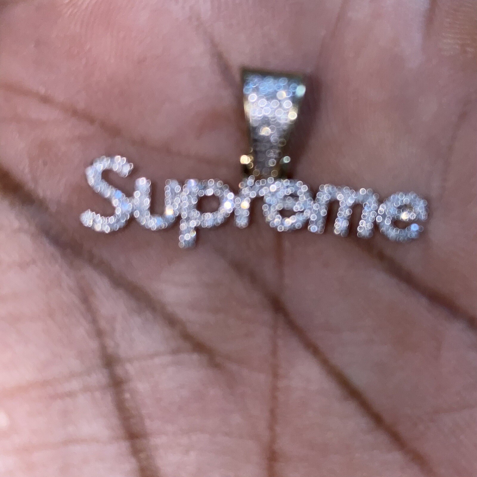 Custom Real 10k Yellow Gold Diamond Supreme Pendant icebox | eBay