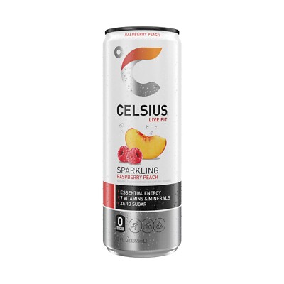 🟢 New Celsius Live Fit Sparkling Raspberry Peach Essential Energy Drink ...