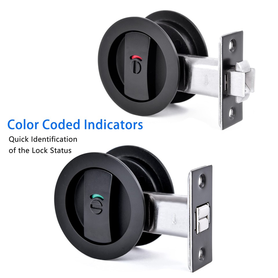 Pocket Door Lock Color Coded Indicators Privacy Bed/Bath Handles Latch ...