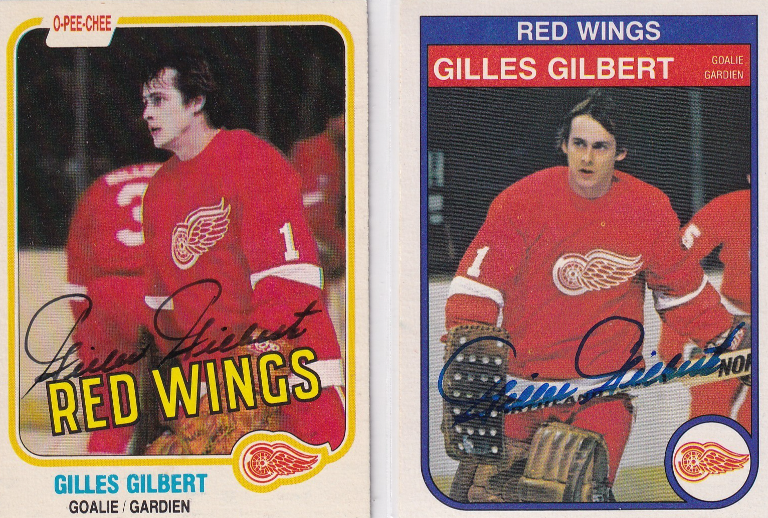 GILLES GILBERT-RIP Both Authentic Autograph 81 & 82 OPC Red Wings ...