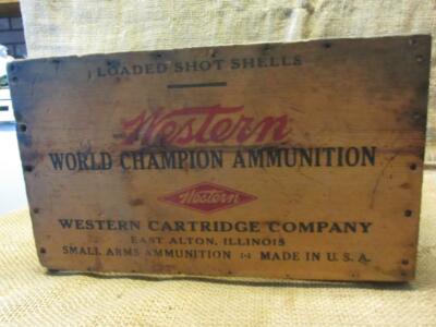 Vintage Wooden Western 12ga Shot Gun Shells Ammo Box Crate Antique ...