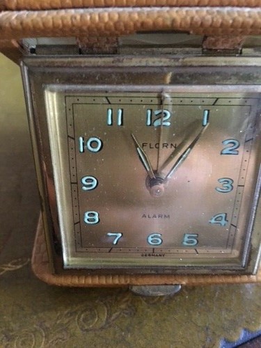 Florn Vintage German travel alarm clock in leather case | eBay