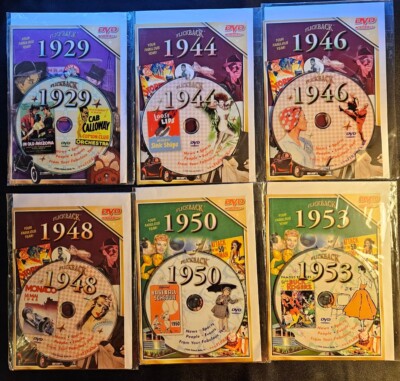 Flashback (6) Media Video Gift Card DVD 1929, 44, 46, 48, 50, 53 New | eBay