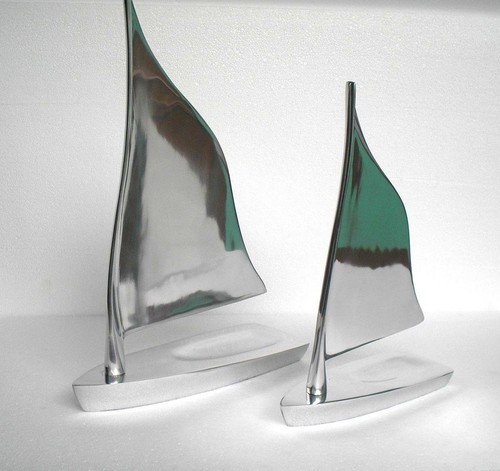 Large Sailing Boat Set of 2 pcs Sculpture Aluminium Ship Model au ...