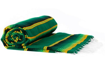 Authentic Serape Mexican Blankets -GREEN #2 - Sarape Saltillo Handmade ...