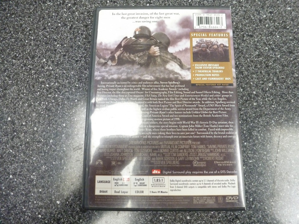 Saving Private Ryan (DVD, 1999, DTS Surround) 667068466423| eBay