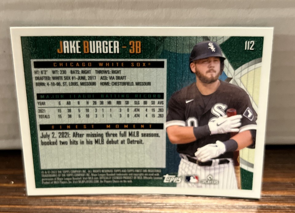 2022 Topps Finest Flashbacks Baseball Jake Burger RC #112 Rookie | eBay
