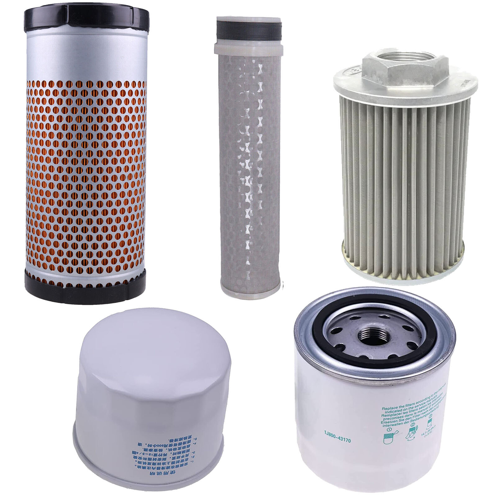 Filter Kit RD158-42270 RD158-42280 HH164-32430 For Kubota KX040-4 Mini ...
