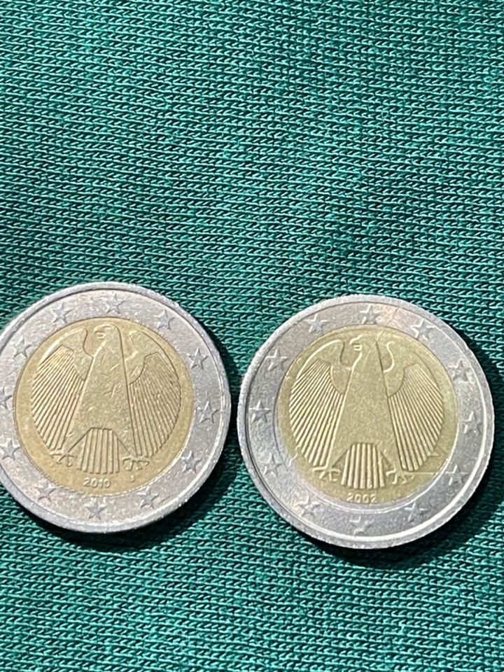2 Euro 2002 Germany J-SERIES Bimetallic coin with RARE errors ...