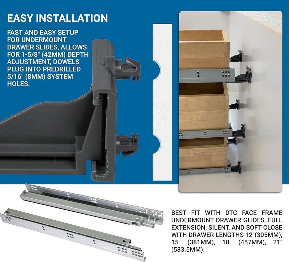 2 Pack DTC Rear Mounting Brackets Heavy Duty Drawer Slide Socket ...