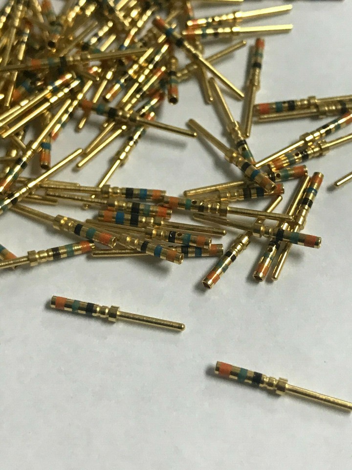 100 Pcs Amphenol M39029/58-360 Gold Male Pin Contacts for Military ...