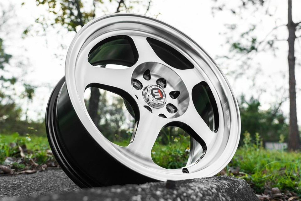 Set 4 16" Spec-1 SPT-36 Gloss Black & Machined 16x7 Wheels 4x100 4x4.5 ...