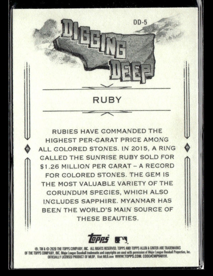 2020 Topps Allen & Ginter #DD-5 Ruby Digging Deep Card | eBay