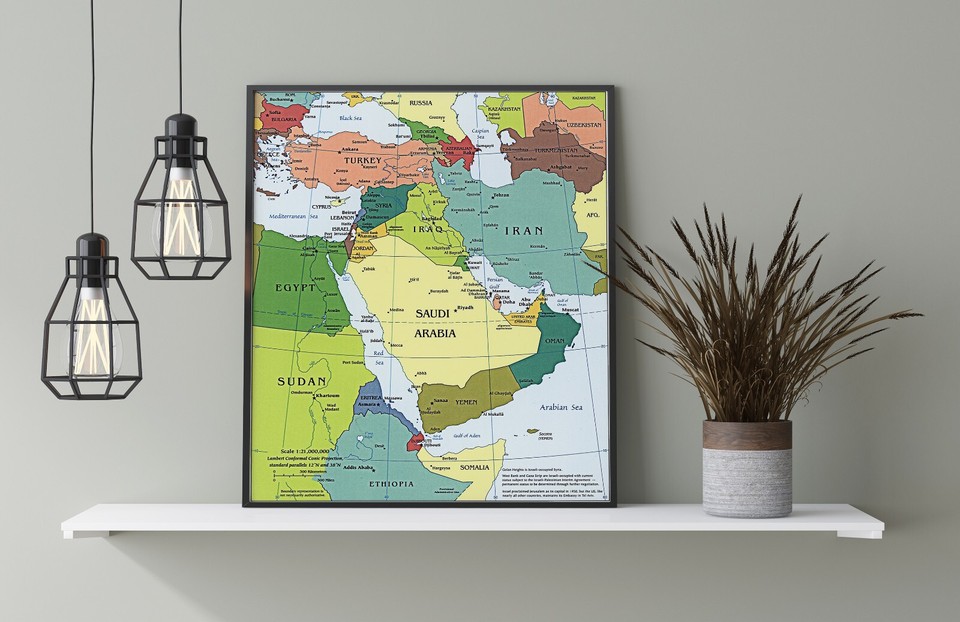 2003 CIA Map Political Middle East War Israel Gaza Iran Iraq Lebanon ...