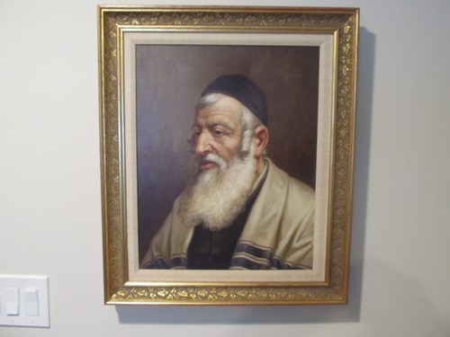 SIGNED Joseph Rut JEWISH RABBI PAINTING OIL ON CANVAS JUDAICA | eBay