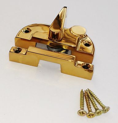 BOX OF 10 Sliding Sash Window Fitch Lock Gold / Brass Keyless & Screws ...