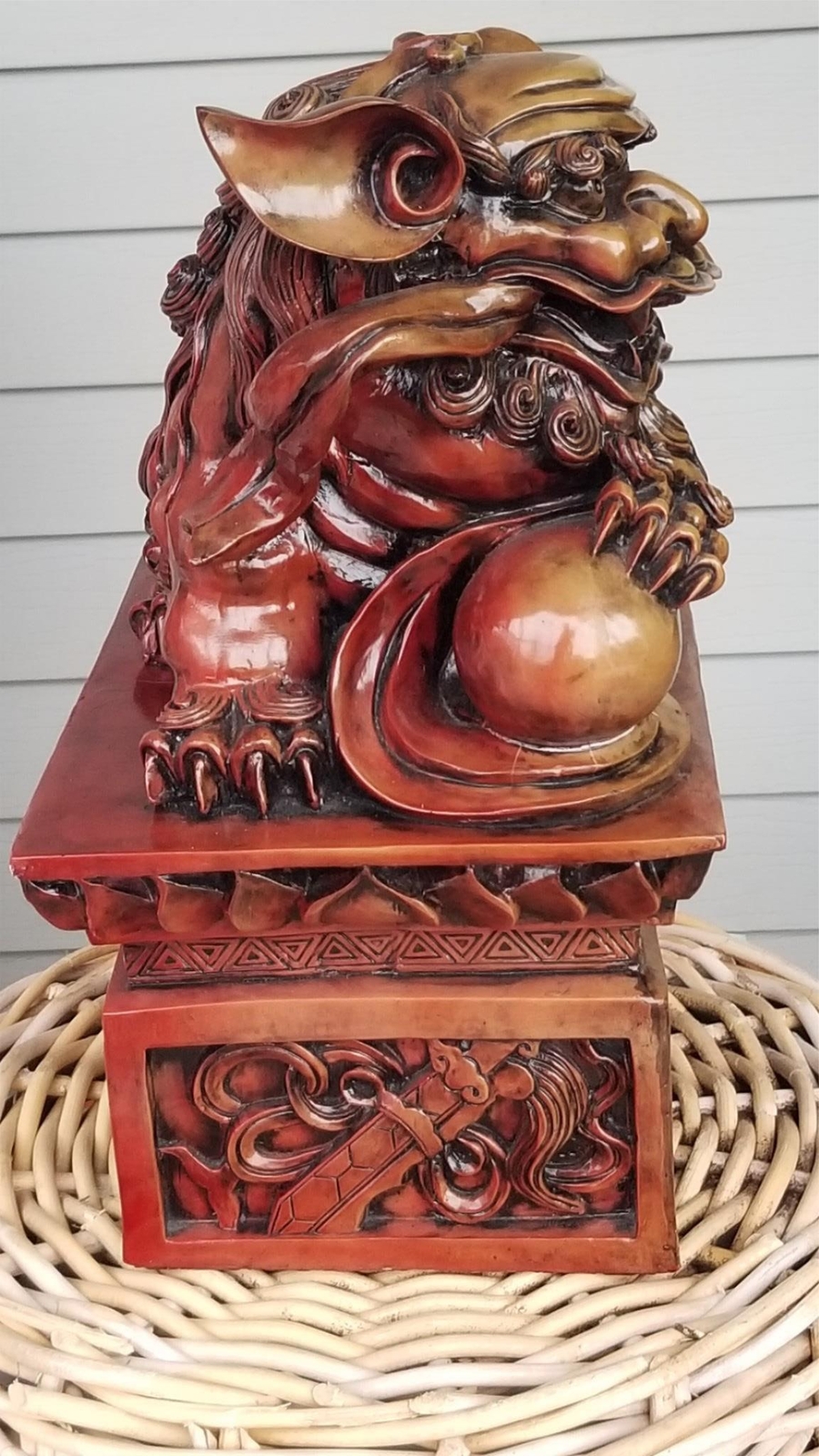 Two Giant Fu Foo Chinese Dog Lion Door Protective Statues 18" x 15" x ...