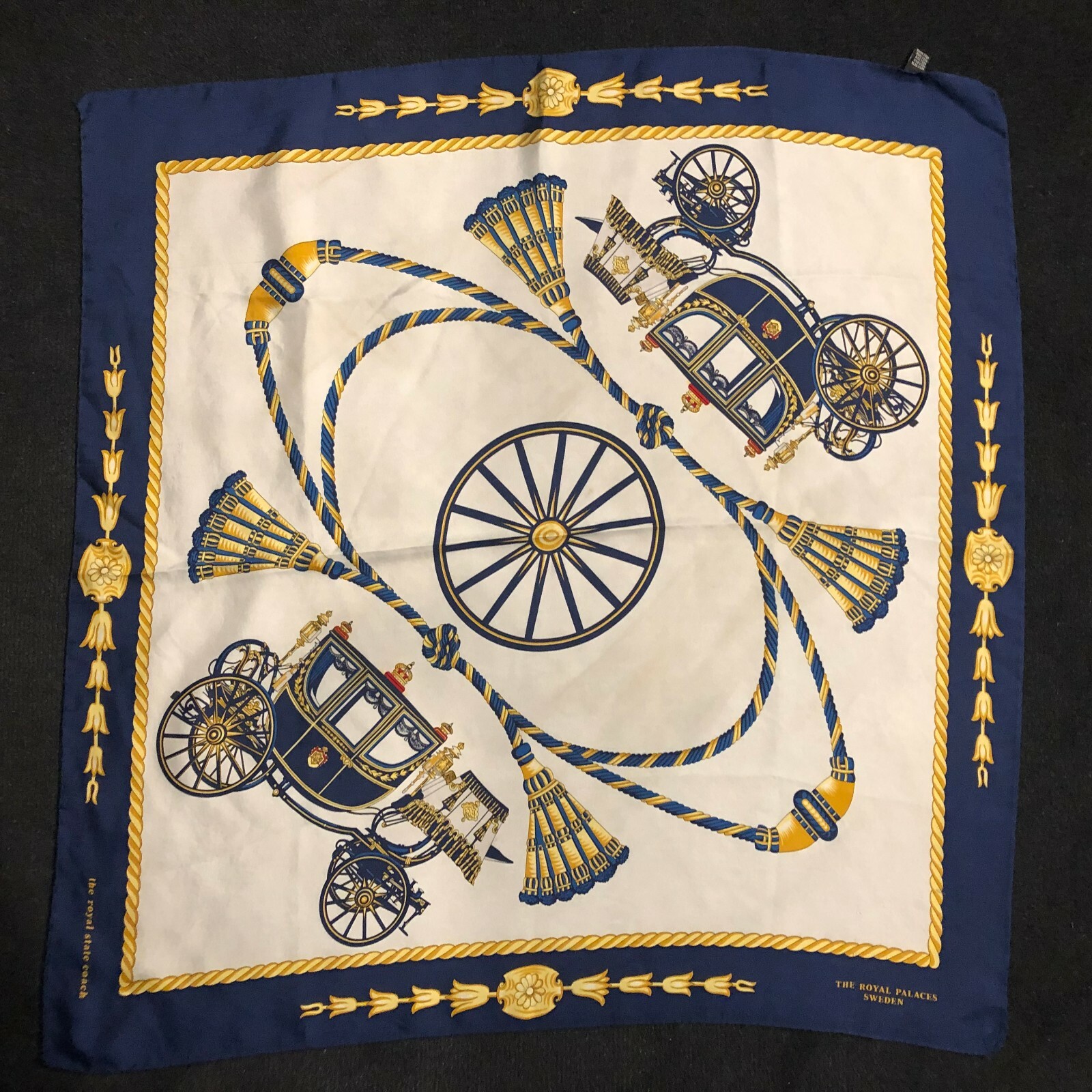 Vintage Royal Palaces Sweden Silk Scarf 77cmx77cm Handroll Hems ...