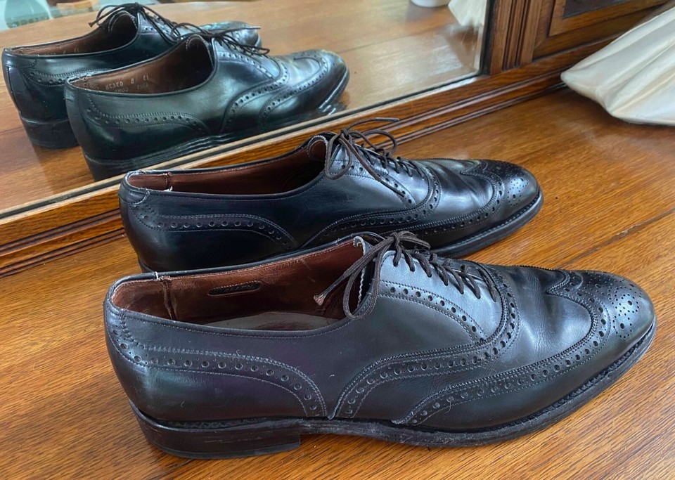 Allen Edmonds Hand Crafted Wing Tip Oxford Black Leather Dress Shoe ...