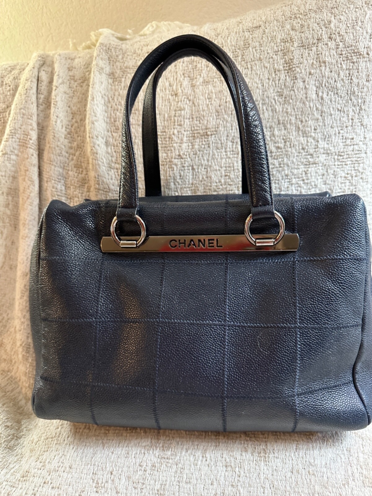 CHANEL LAX BOWLER BAG EXCELLENT CONDITION NAVY BLUE | eBay