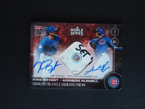 2016 Topps Now Kris Bryant Addison Russell AUTO World Series Base Relic ...