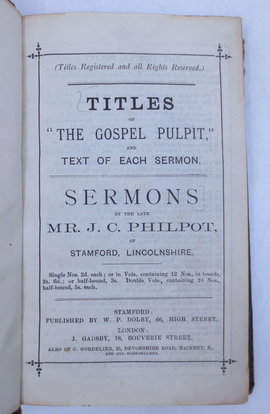 Titles of "The Gospel Pulpit," and Text of Each Sermon, and Sermons by ...