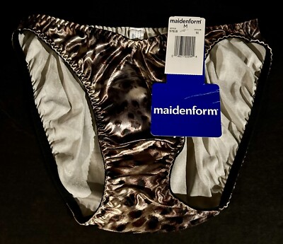 Vtg Maidenform Hi Cut Bikini Leopard Print Size M Satin Panty NWT *RARE ...