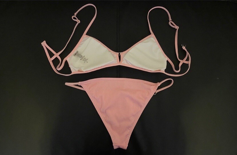 Sexy Pink Textured Cheeky String Bikini Set | eBay