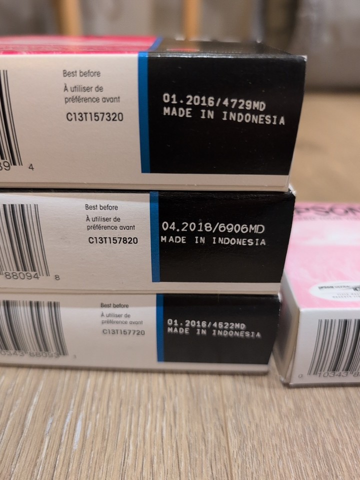 Genuine Epson 157 Ink Carts Set of 6 Black Yellow Magenta Cyan Dates ...